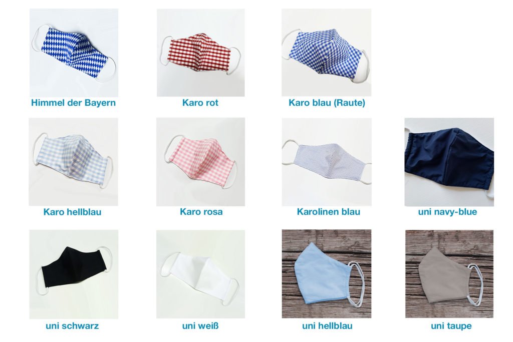 Mund-Nasen-Maske / Gesichtsmaske aus Stoff + verschiedene Designs